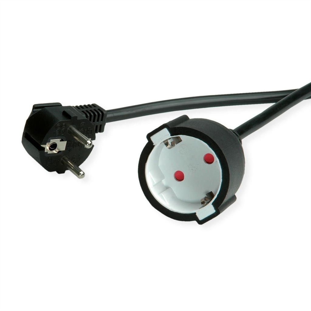 VALUE Extension Cable with 3P. German connectors, AC 230V, black (5m ...